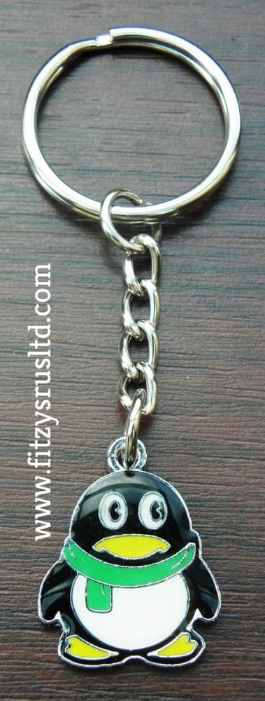 Coloured Penguin Keyring Aquatic Bird Key Ring