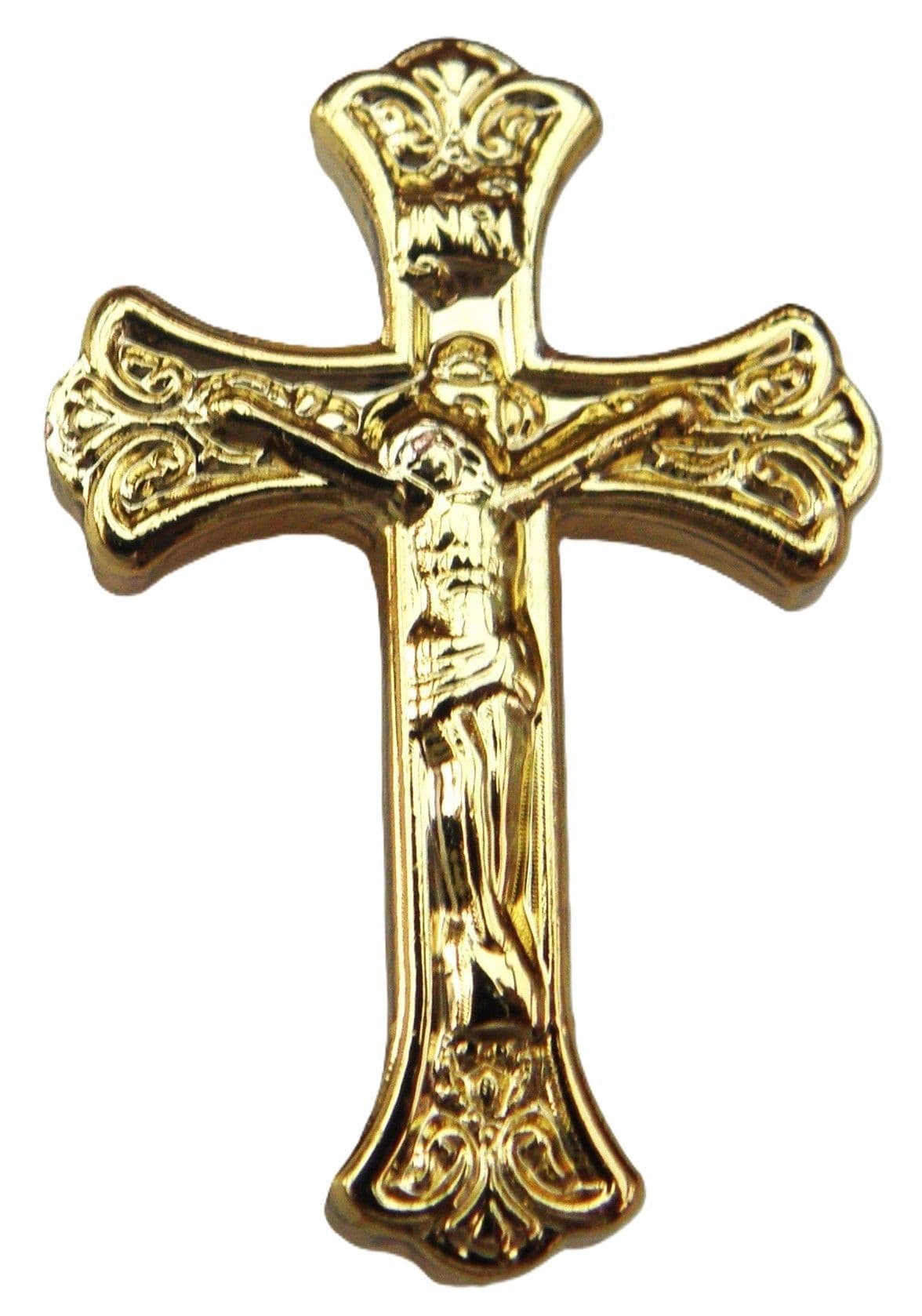 Crucifix Catholic Pin Badge Gold Colour