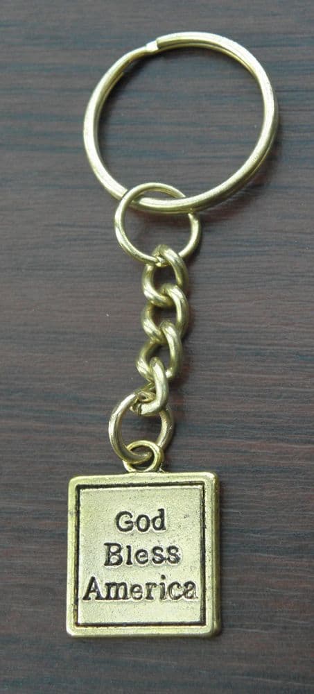 God Bless America Key Ring USA Small Keyring United States