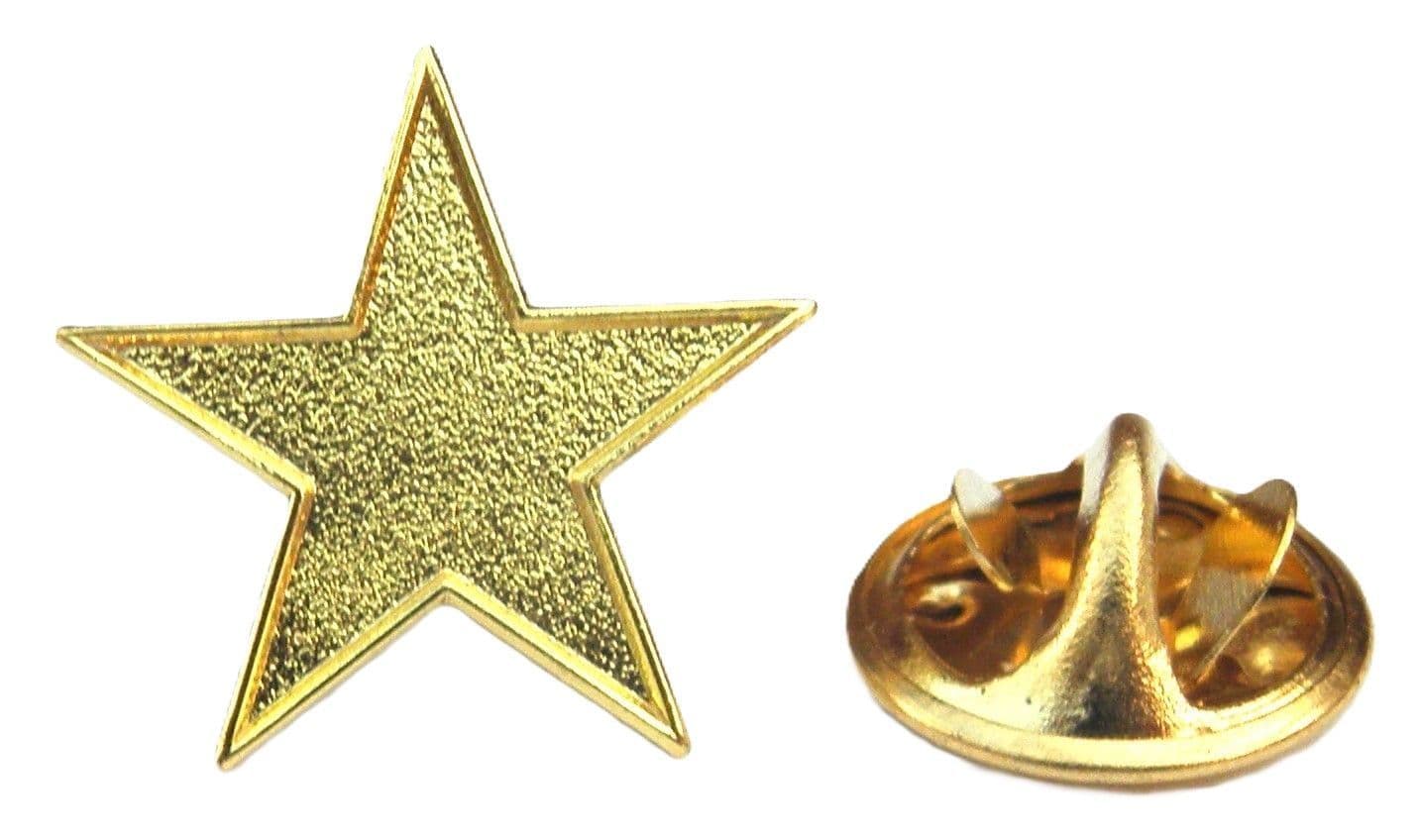 Gold Star polygon Lapel Pin Badge Pentagram Pentacle 5 Pointed Brooch