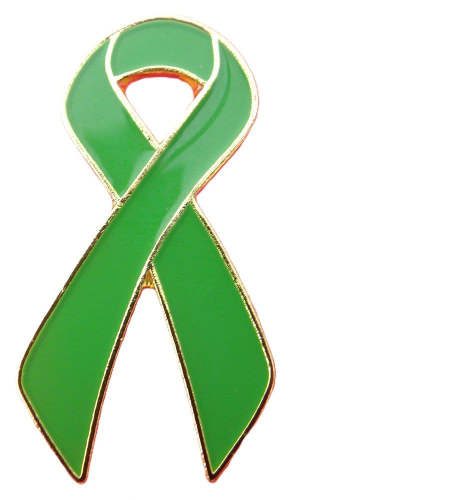GREEN RIBBON LAPEL PIN BADGE AWARENESS BROOCH