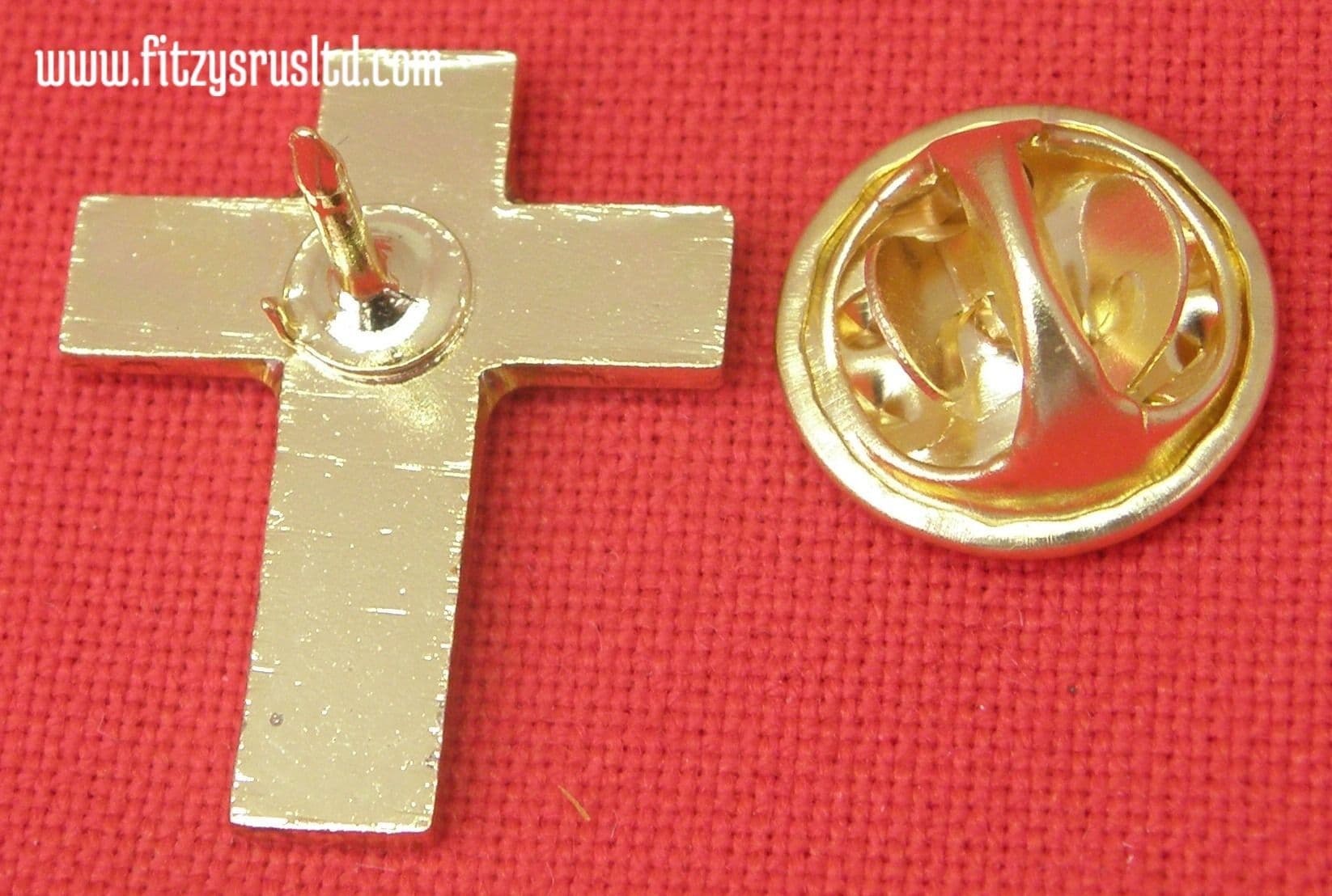 Holy Cross Christian Pin Badge Brooch Stained Glass Effect