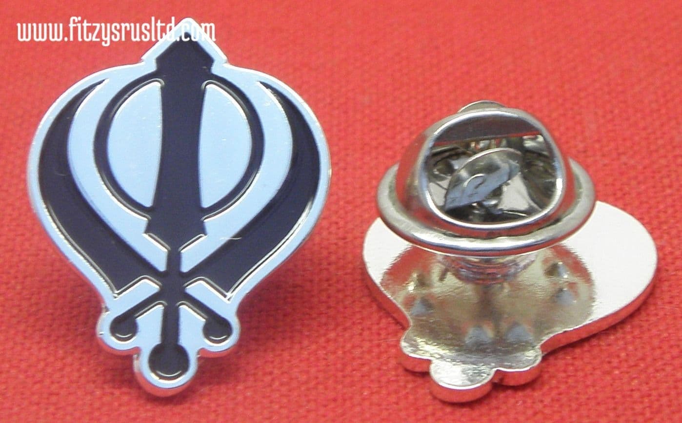 Khanda Lapel Hat Cap Tie Pin Badge Sikh Symbol Emblem of Sikhism Deg ...