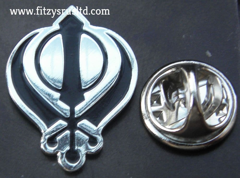 Khanda Lapel Hat Cap Tie Pin Badge Sikh Symbol Emblem of Sikhism Deg ...
