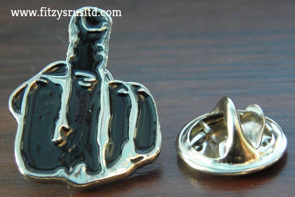 One Finger Salute Lapel Pin Badge Up Yours Sign Symbol