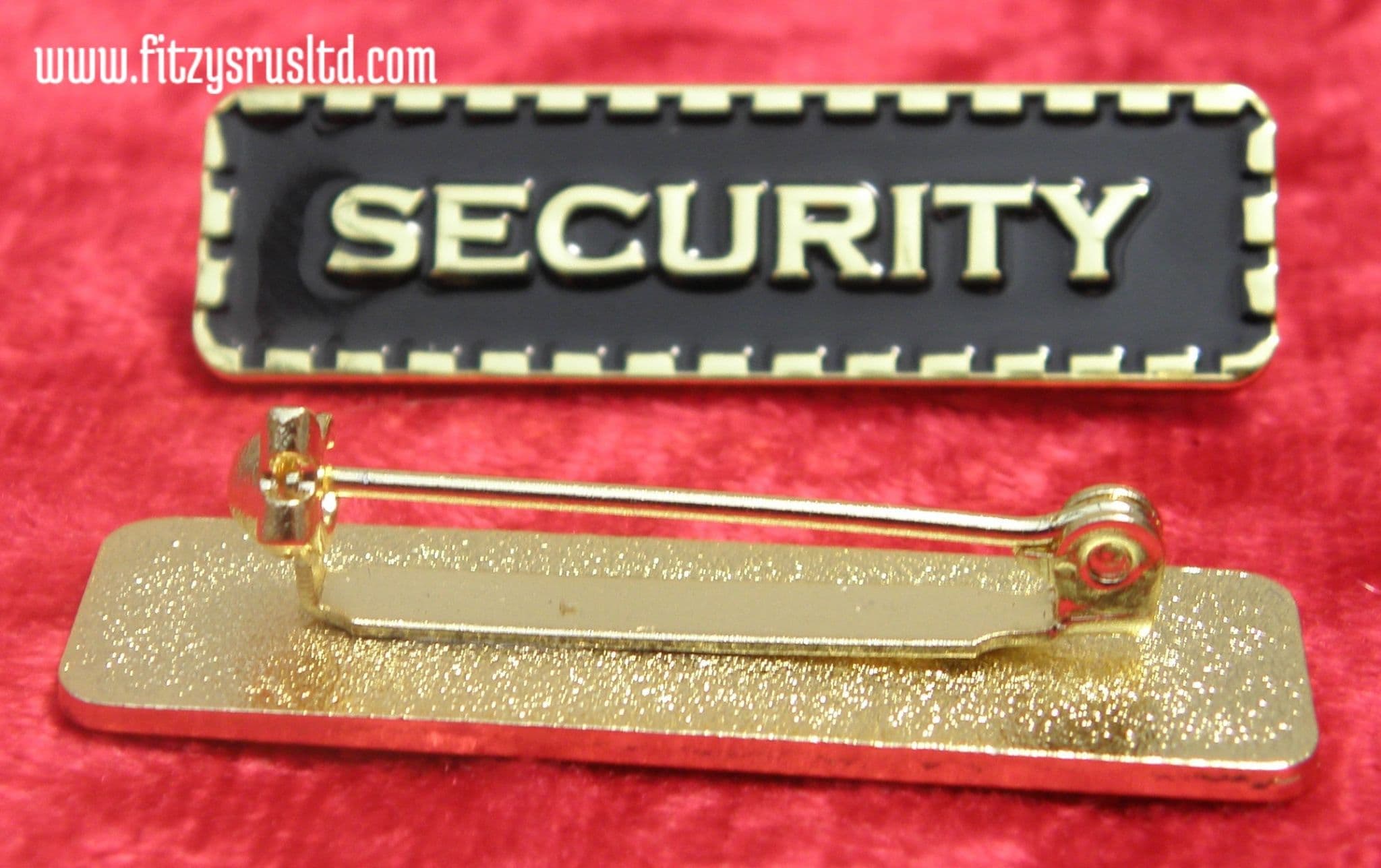 Security Lapel Pin Badge Black & Gold Colour Sign Brooch