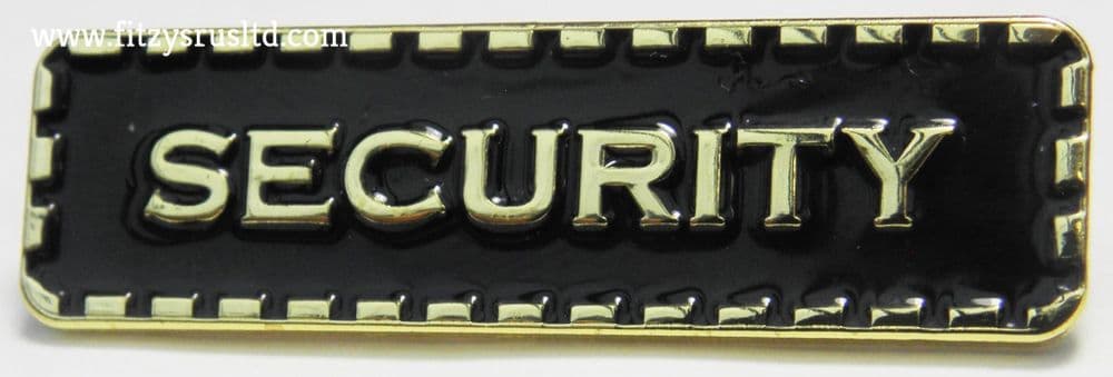 Security Lapel Pin Badge Black & Gold Colour Sign Brooch