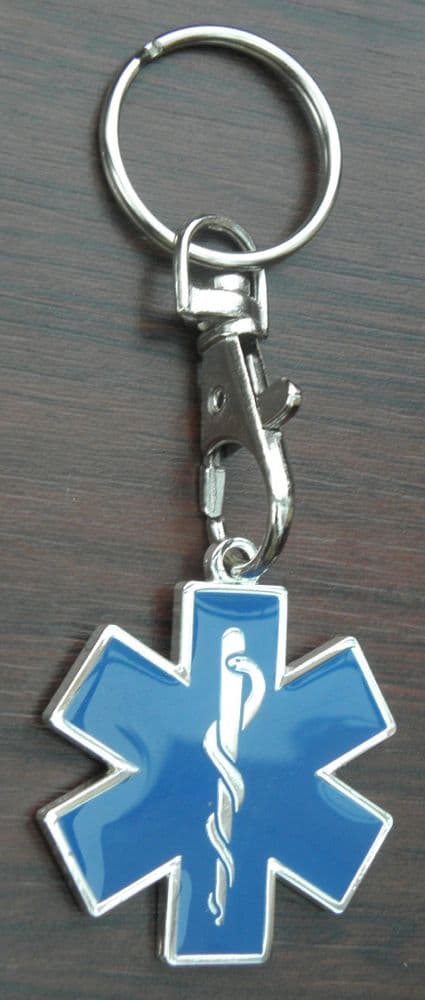 Star of Life Keyring Medical Symbol Key Ring Caduceus Ambulance Paramedic