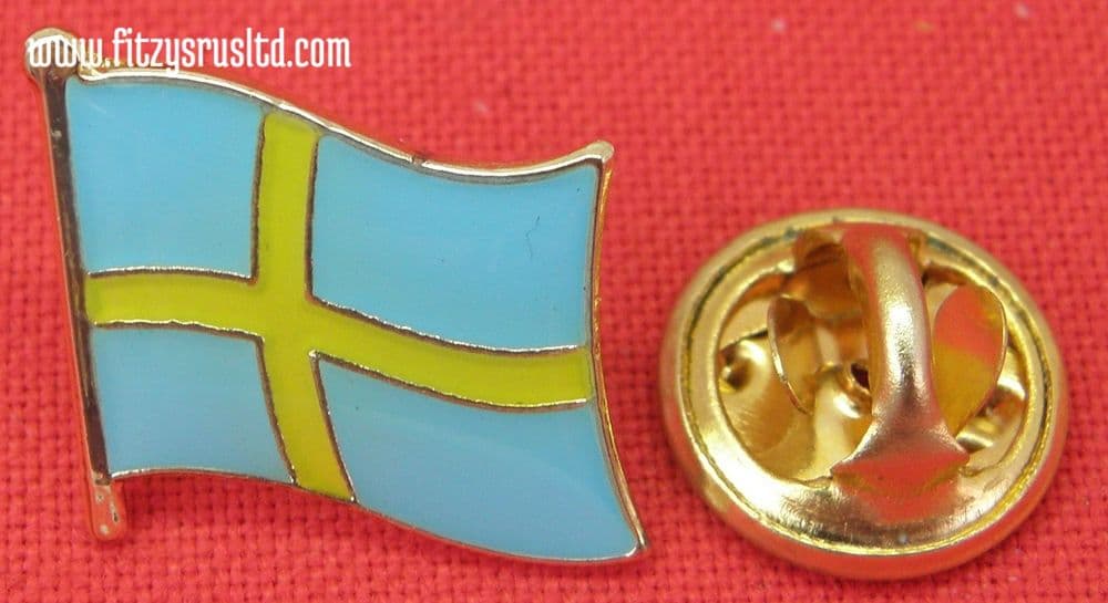 Sweden Swedish Flag Lapel Hat Cap Tie Pin Badge Konungariket Sverige - New