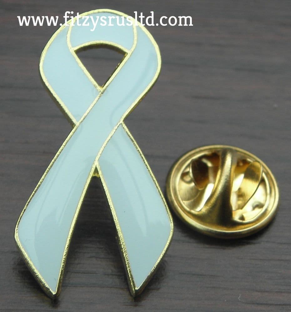WHITE RIBBON LAPEL PIN BADGE AWARENESS BROOCH