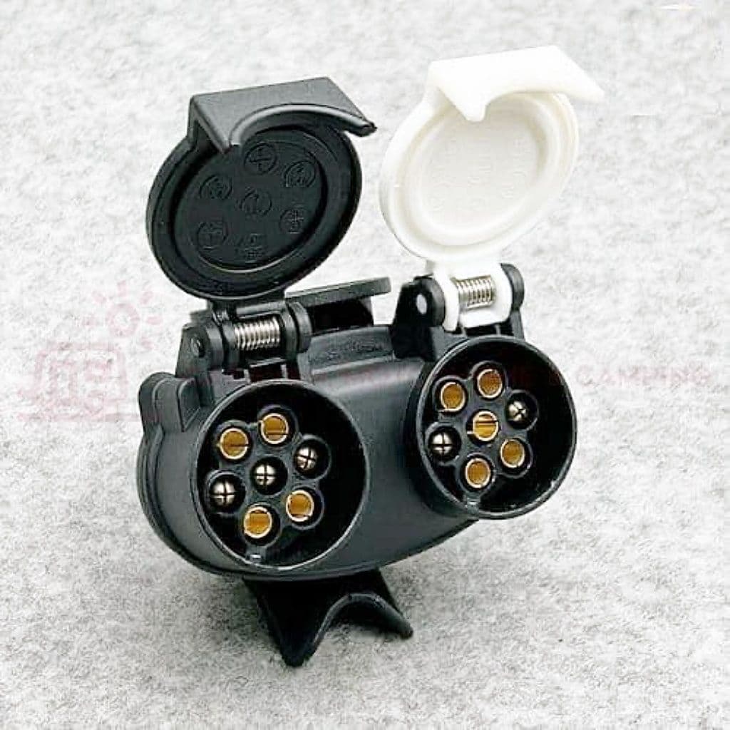 13-Pin Euro To 7-pin Twin 12N 12S Short Towing Socket Adapter