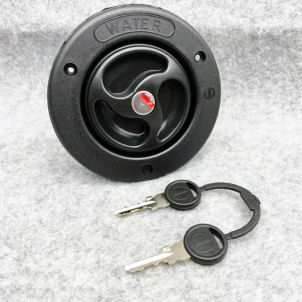 40mm Water Tank Filler With Cap & 2 Keys - Black