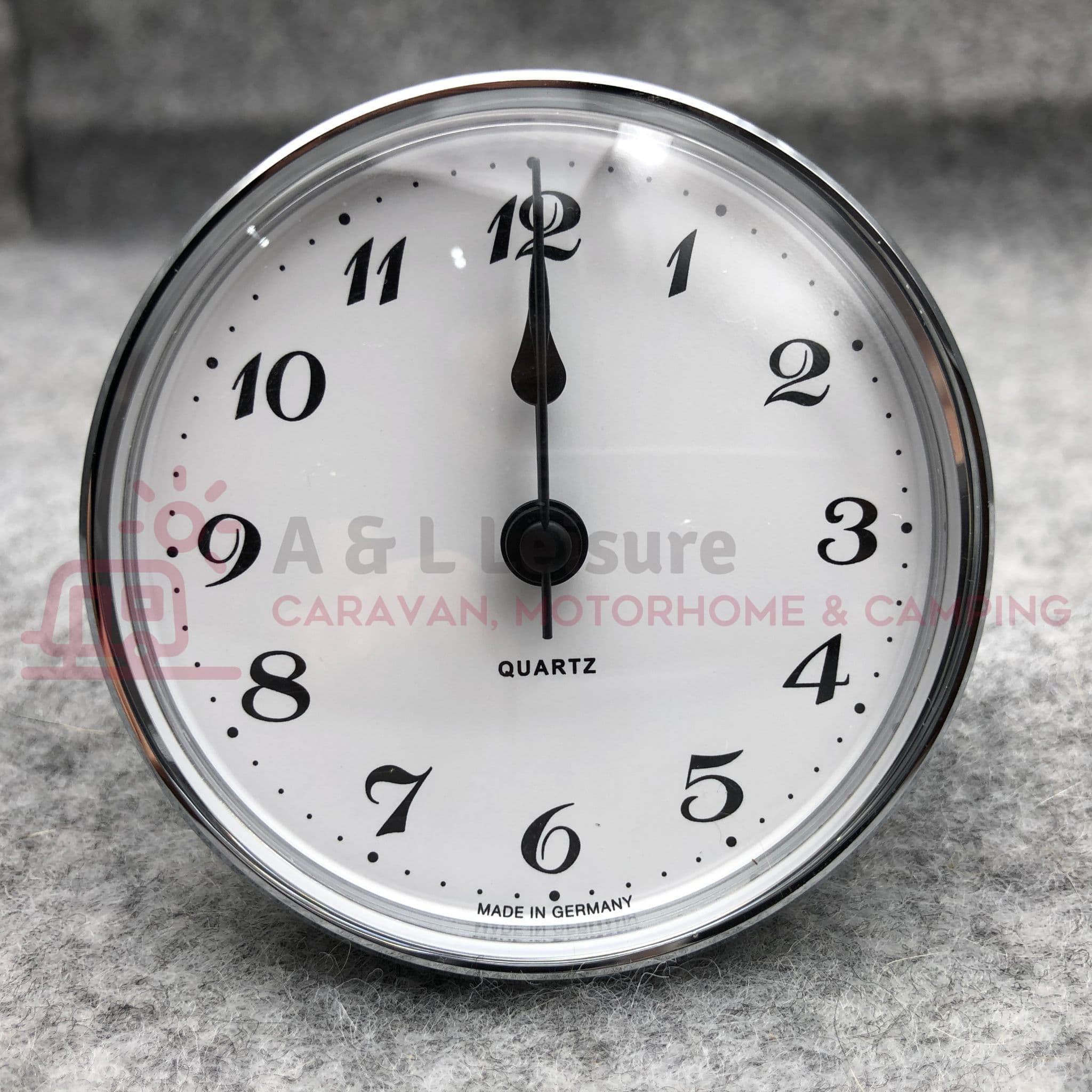Caravan Motorhome Clock - 72mm Round Crome Surround - Quartz