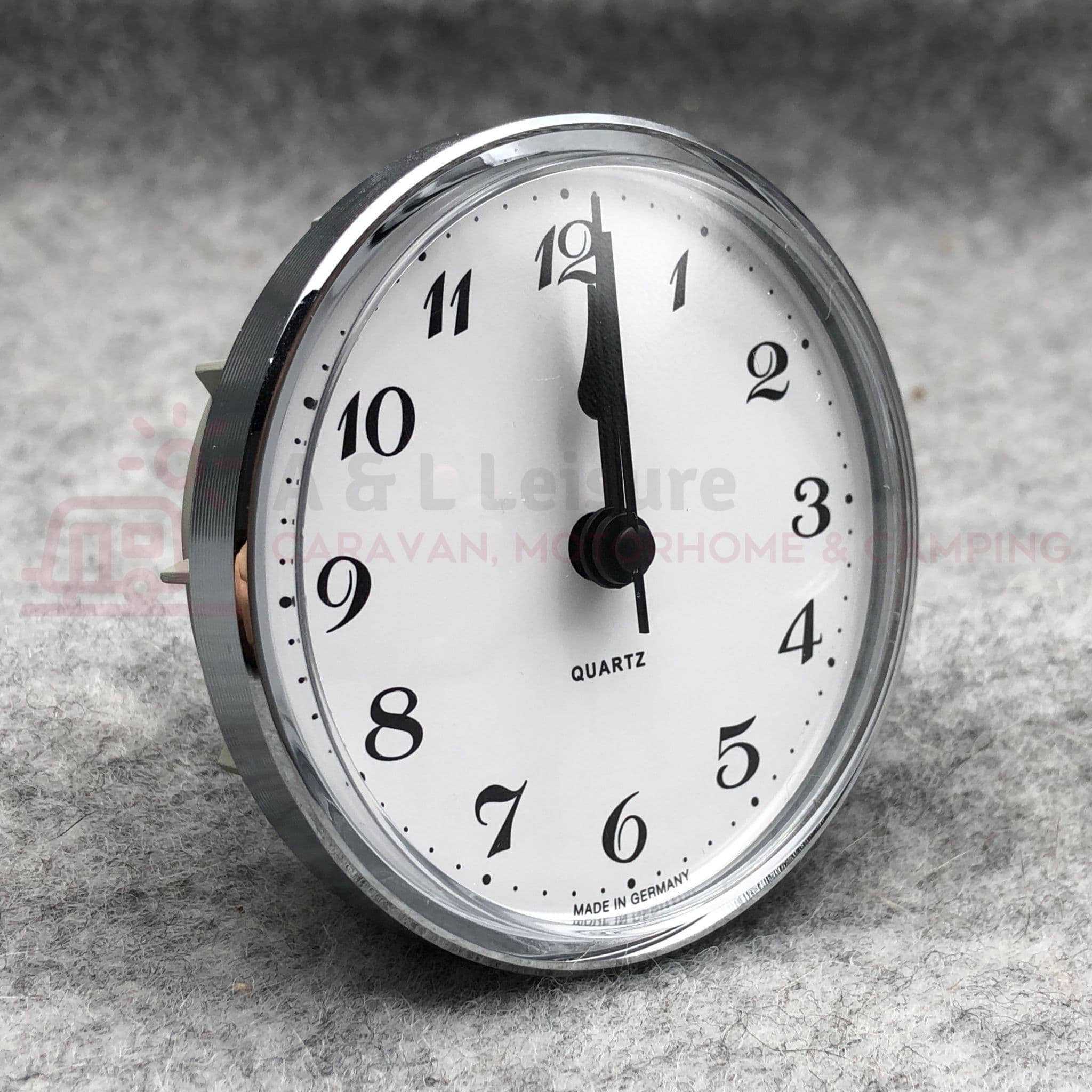 Caravan Motorhome Clock - 72mm Round Crome Surround - Quartz