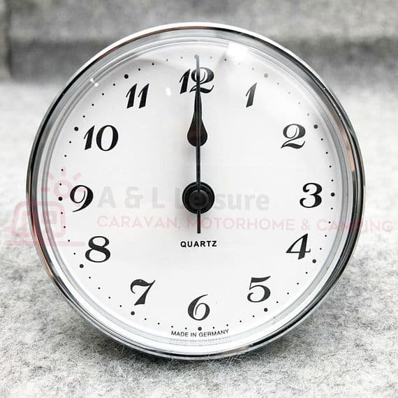 Caravan Motorhome Clock - 72mm Round Crome Surround - Quartz