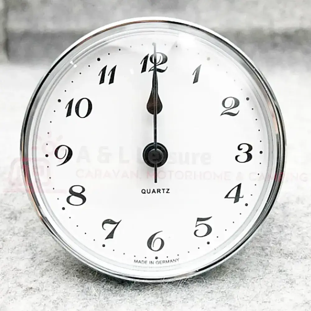 Caravan Motorhome Clock - 72mm Round Crome Surround - Quartz