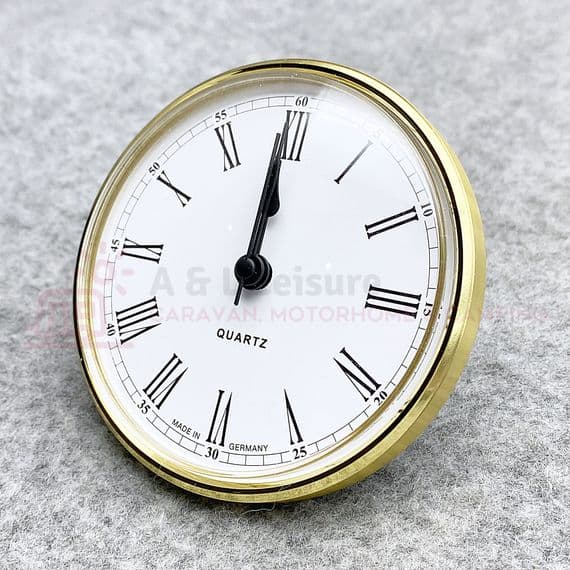 Caravan Motorhome Clock - 85mm Round Brass Surround - Quartz