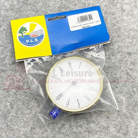 Caravan Motorhome Clock - 85mm Round Brass Surround - Quartz