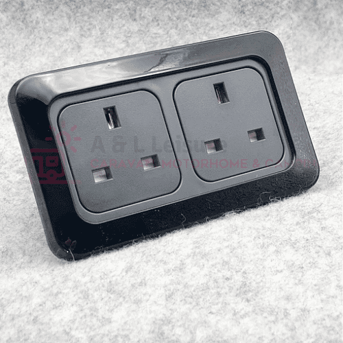 CBE C-Line 13a - 240v 2-Way Socket Faceplate & Back Box Gloss Black ...