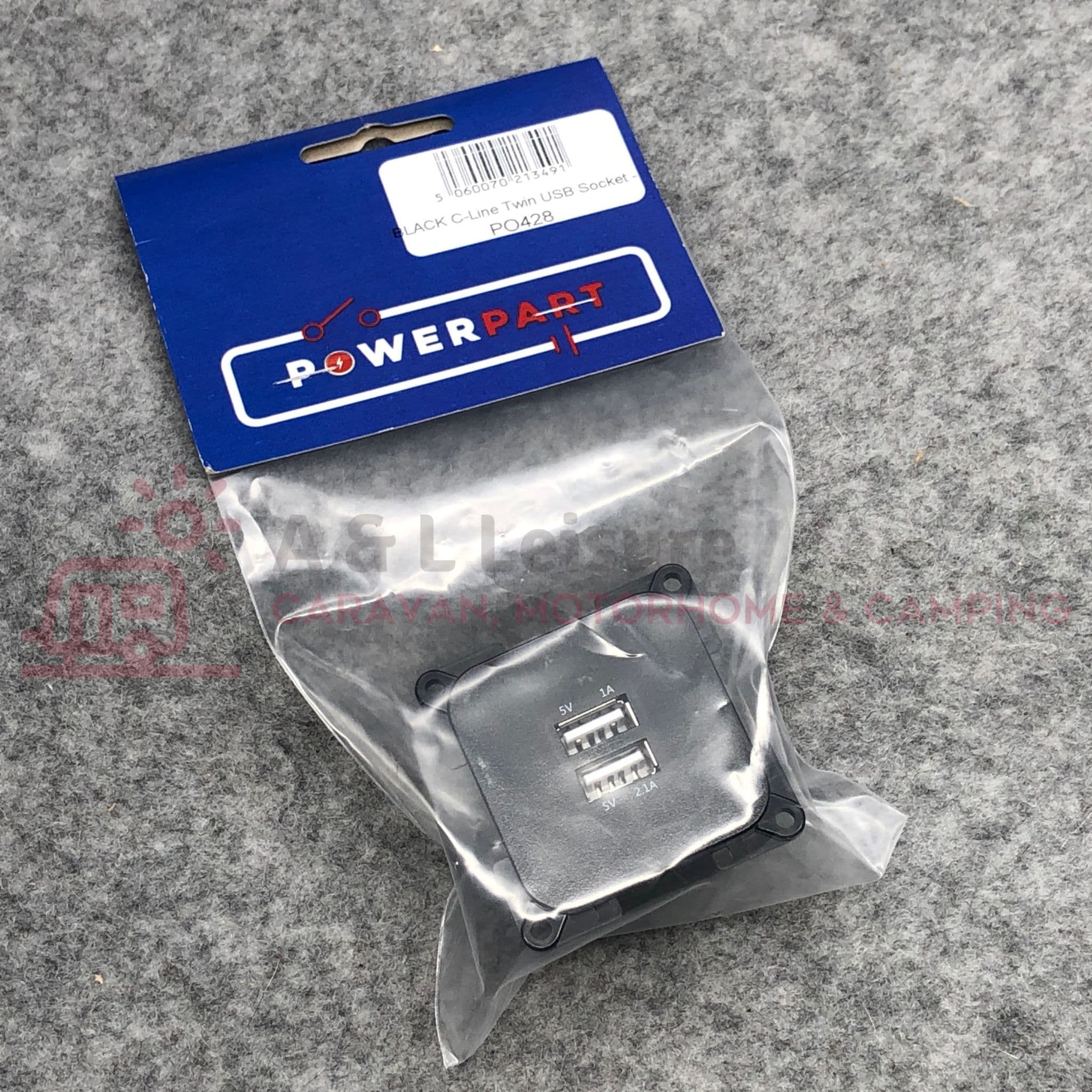 CBE C-Line Twin USB Charging Socket - Black Range