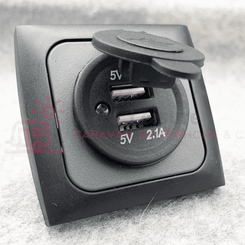 CBE C-Line Twin USB Socket & Faceplate - CS Black Range