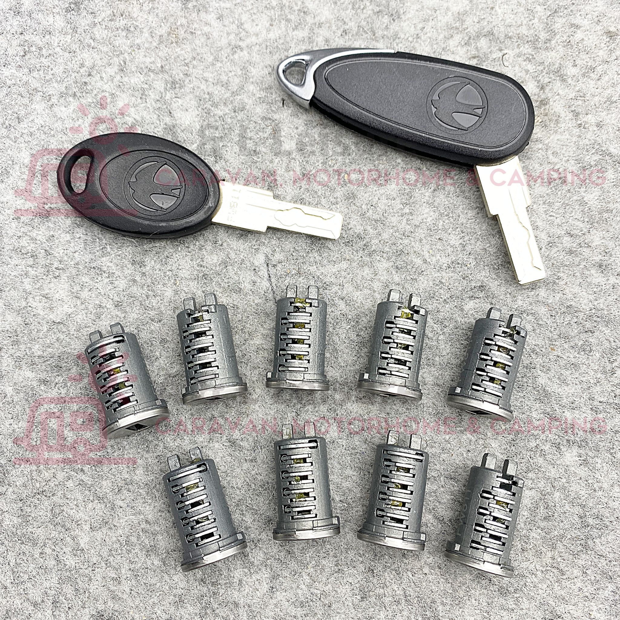 HARTAL FAWO Door Lock 9 x Barrel & Flip Key Set SWIFT Caravans - SWI9CYLSET