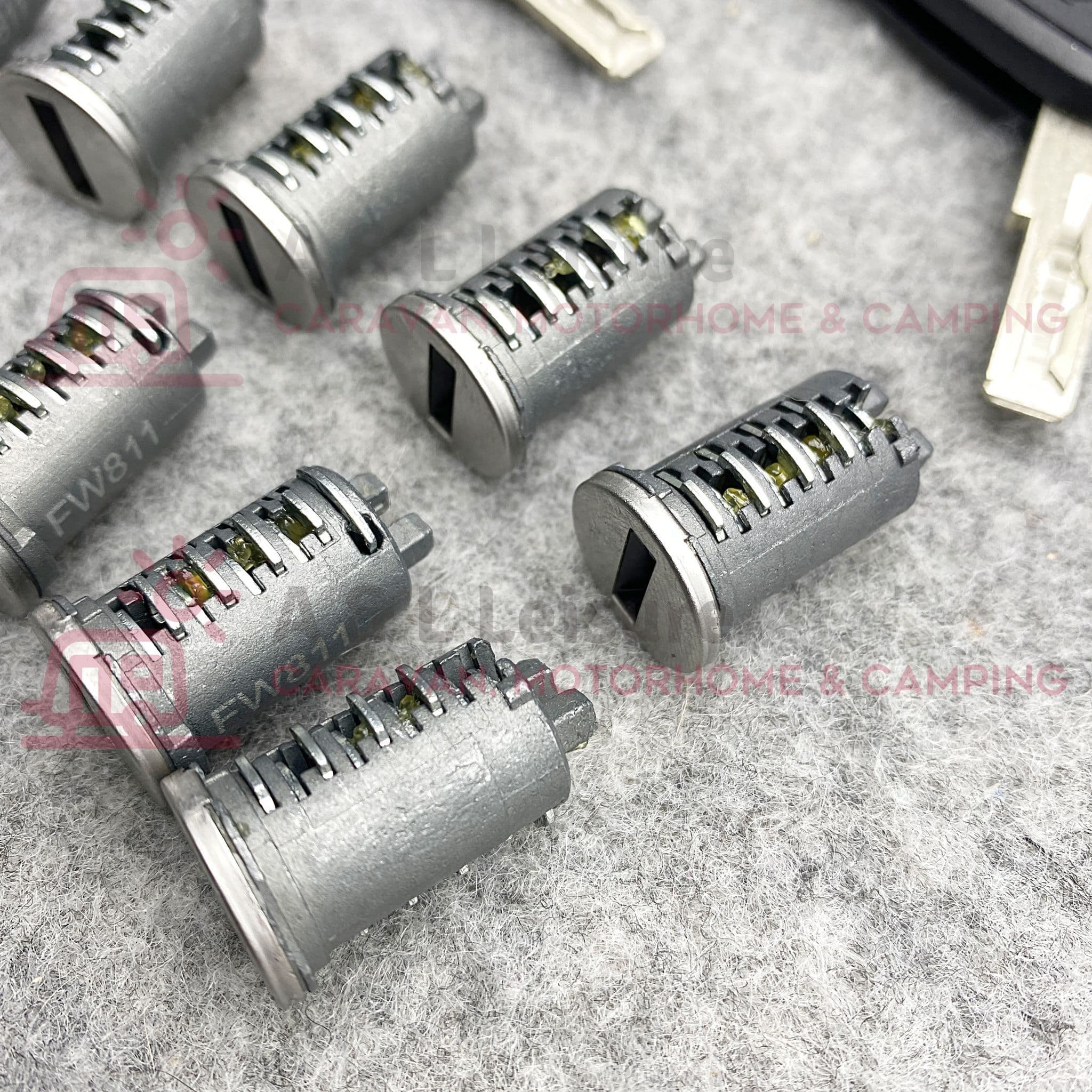 HARTAL FAWO Door Lock 9 x Barrel & Flip Key Set SWIFT Caravans - SWI9CYLSET