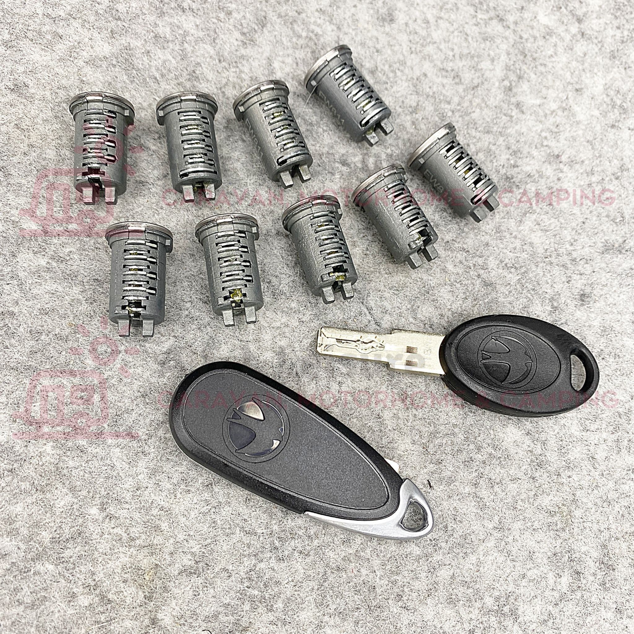 HARTAL FAWO Door Lock 9 x Barrel & Flip Key Set SWIFT Caravans - SWI9CYLSET