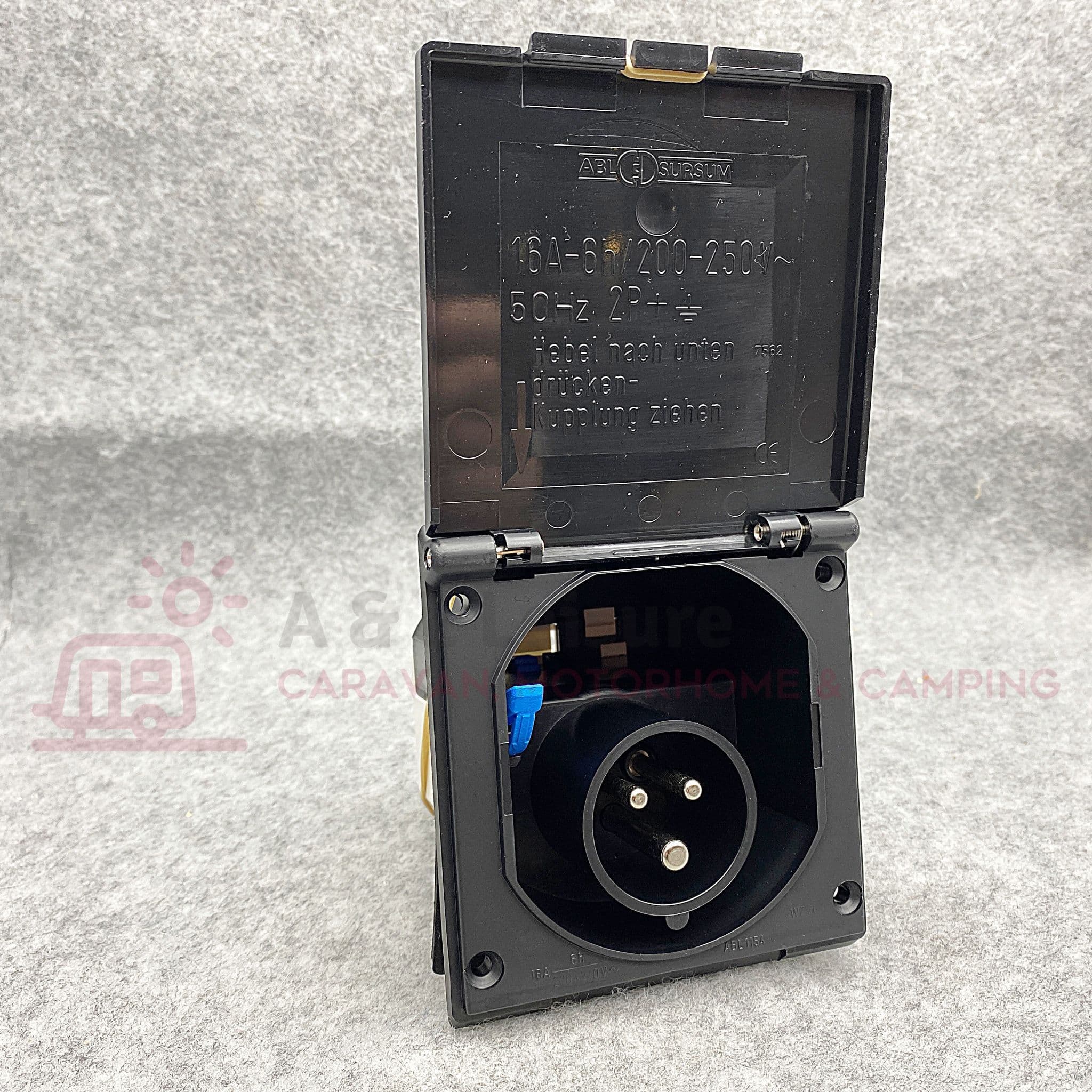 Mains Hook Up Inlet Socket Caravan M-home Camper Flush Fitting BLACK ...