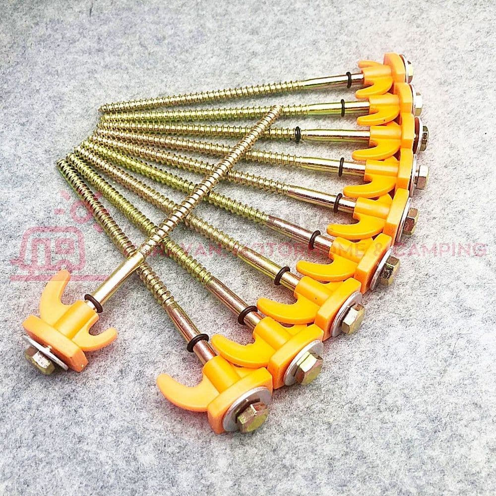 Screw In Heavy Duty Hard Ground / Rock Pegs - Orange