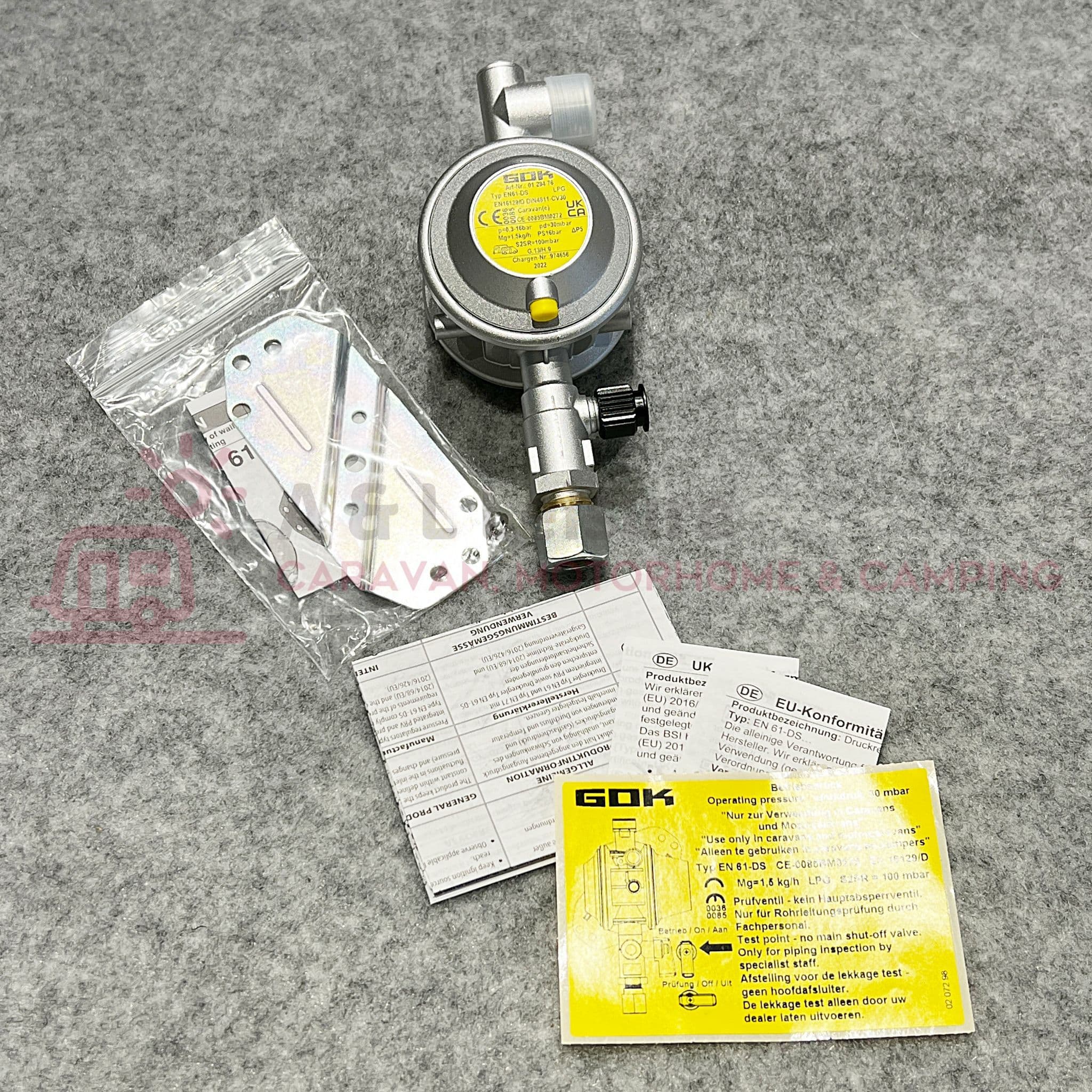 TRUMA GOK Bulkhead Regulator 10mm Outlet 30 Mb VA Switch PROPANE BUTANE ...