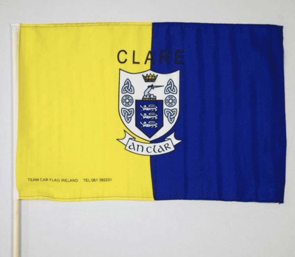 Clare GAA Flag 18 x 12 with stick