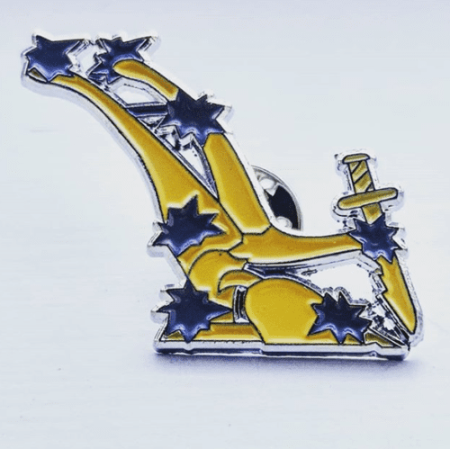Yellow Starry Plough Enamel Pin Badge