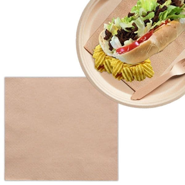 N3 Kraft Large Compostable Recyclable Disposable Napkins 7 7" x 100