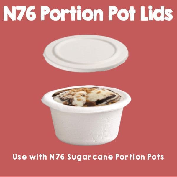 N76 Sugarcane Compostable Sample & Portion Pot Lids 4oz x 50