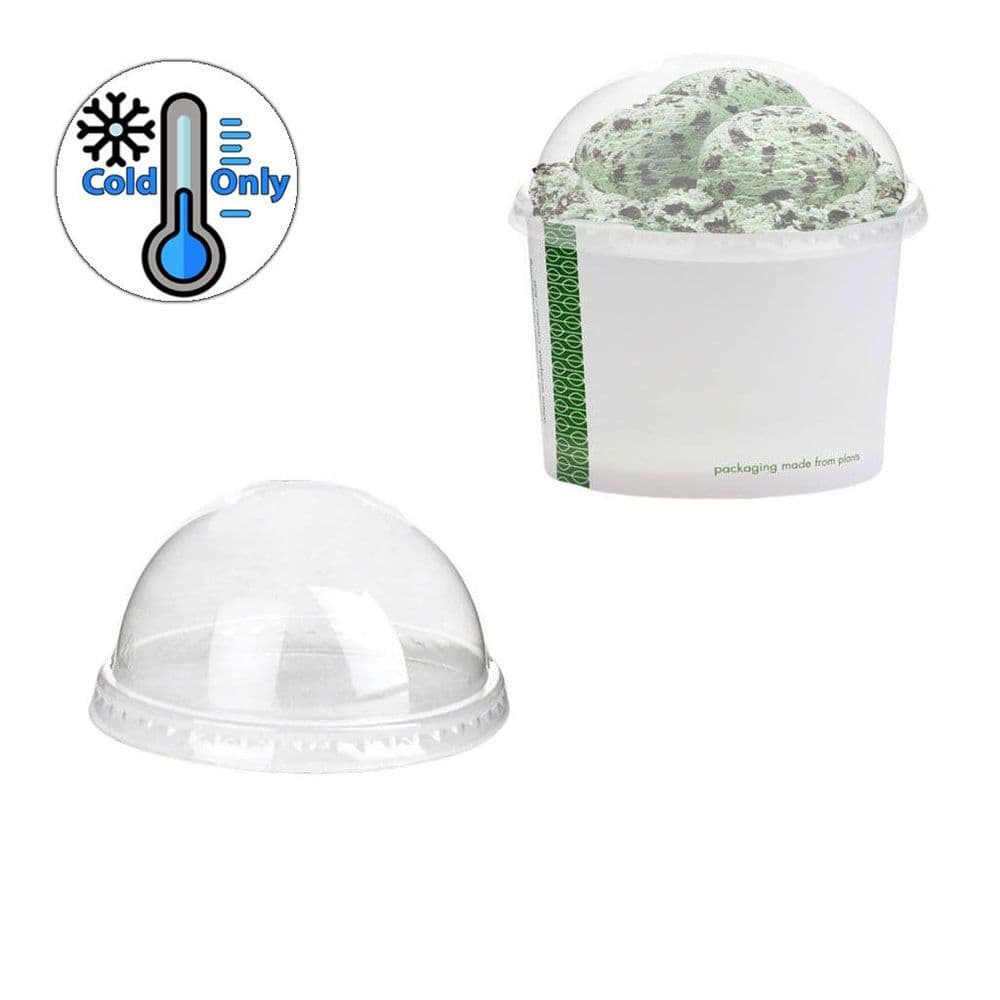 N90 PLA Biodegradable Compostable Cold Dome Lids 90mm x 50