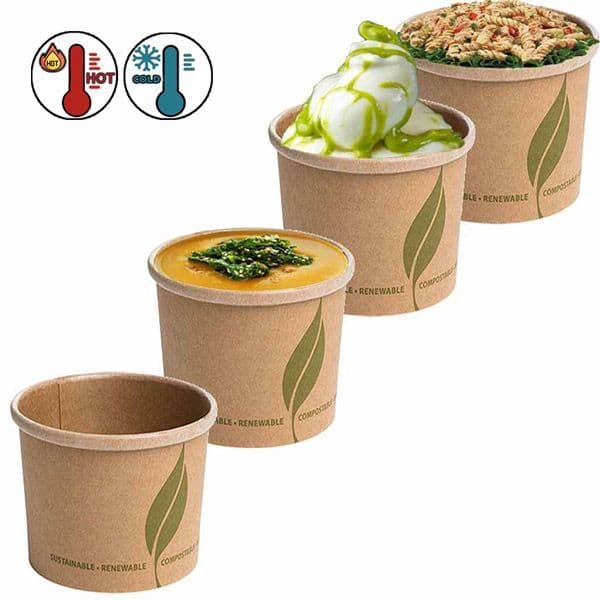 N99 Large Premium Kraft Biodegradable Compostable Soup Ice Cream & Deli ...