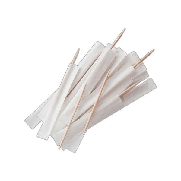 S1 Wood Disposable Compostable Wrapped Toothpicks 3"