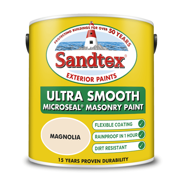 Sandtex 2 5L Magnolia smooth masonry paint
