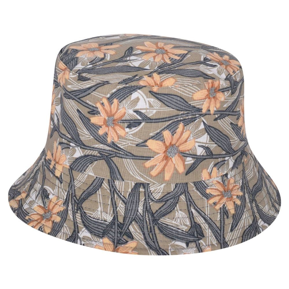 Beige flowers light material bucket hat