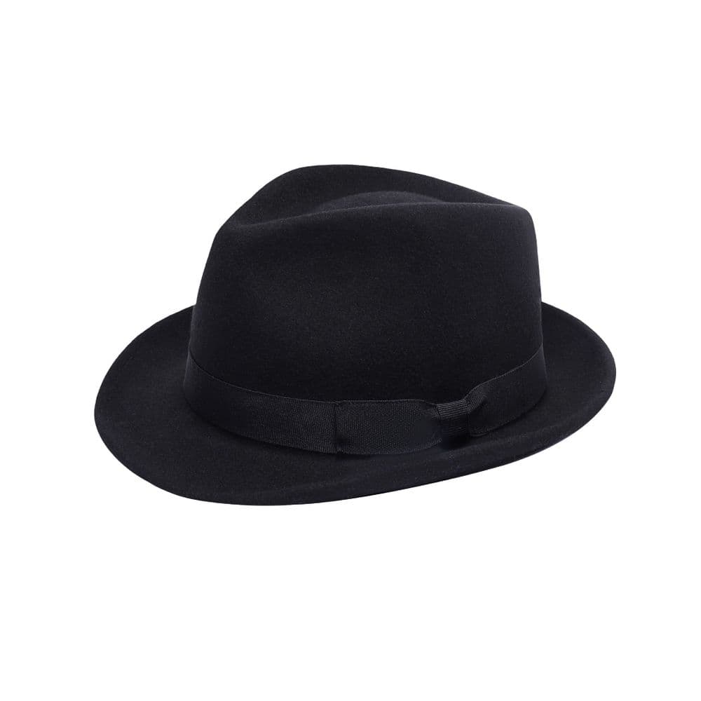 Black wool trilby hat