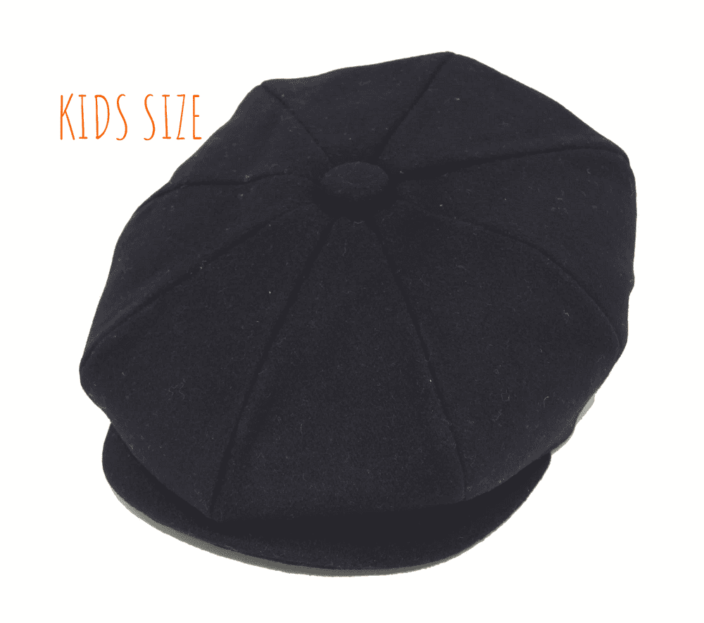 Children black newsboy cap