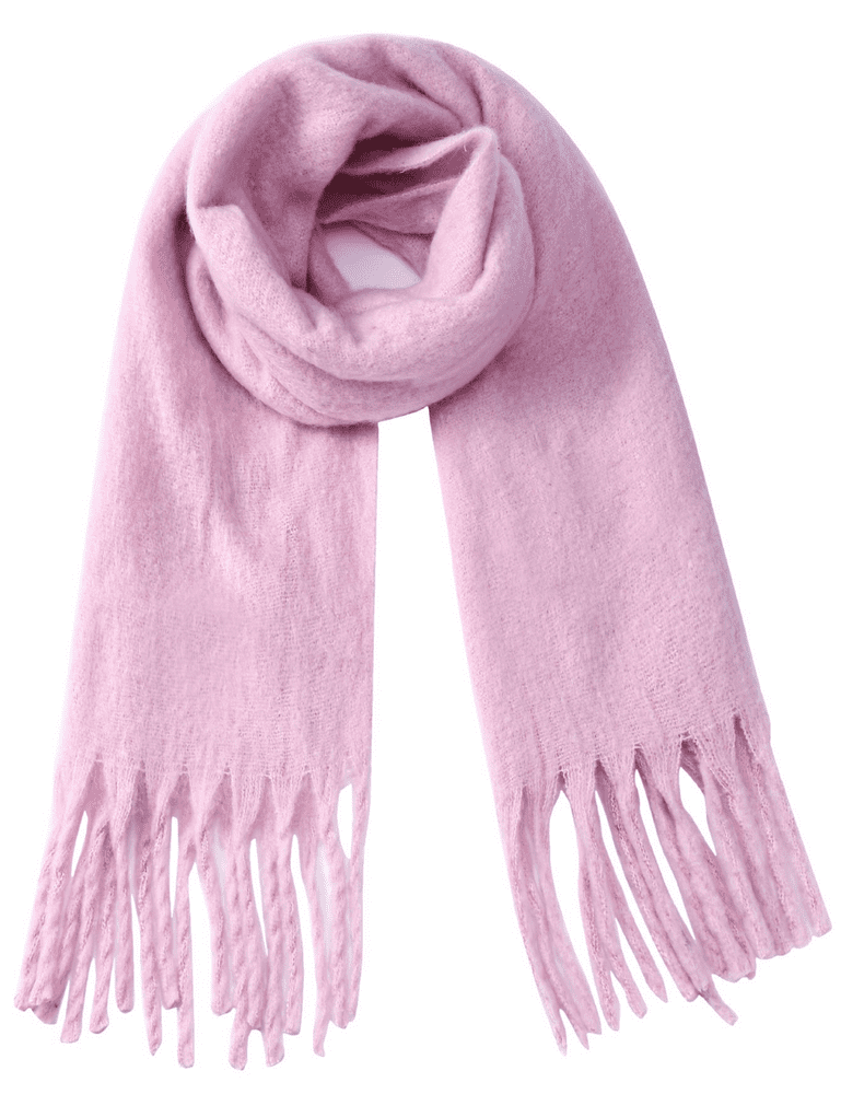 Fluffy plain pink designer scarf