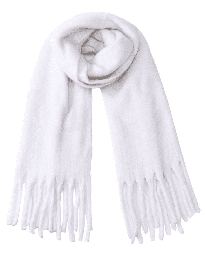 Fluffy white designer scarf