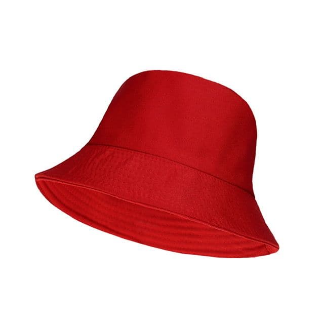 Kids Plain Red Cotton Bucket Hat