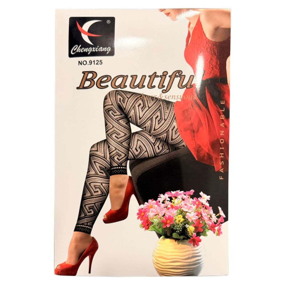 Ladies Footless Mesh Big Zig Zag Tights