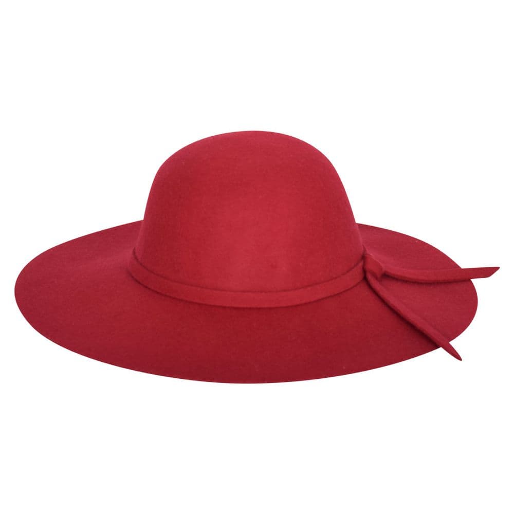 Ladies Wool Wide Brim Red Sun Hat