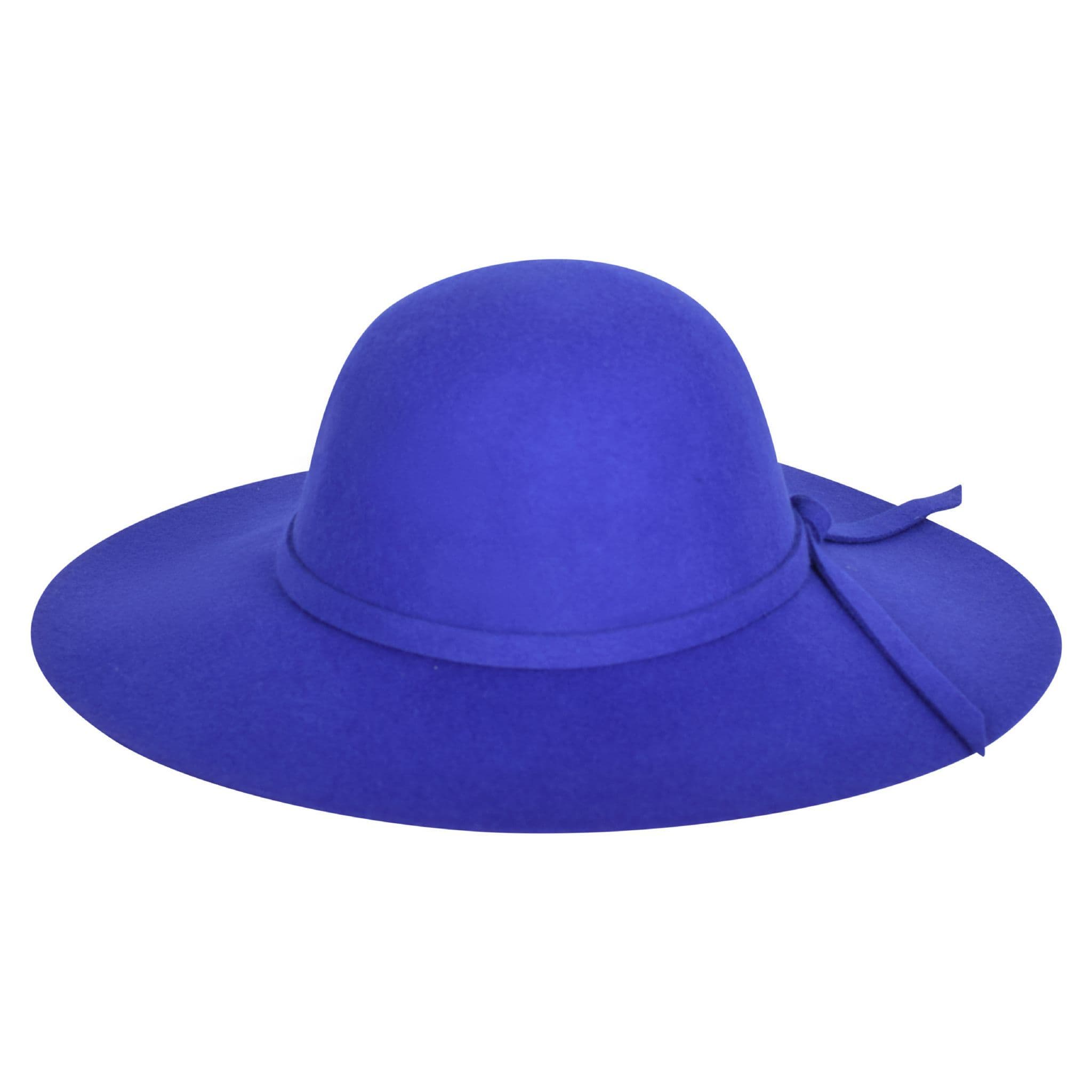 Ladies Wool Wide Brim Royal Blue Sun Hat