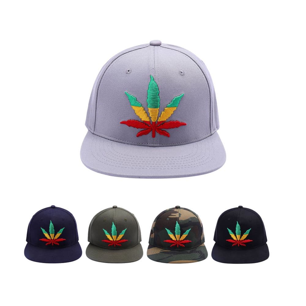 Leaf marijuana snapback cap