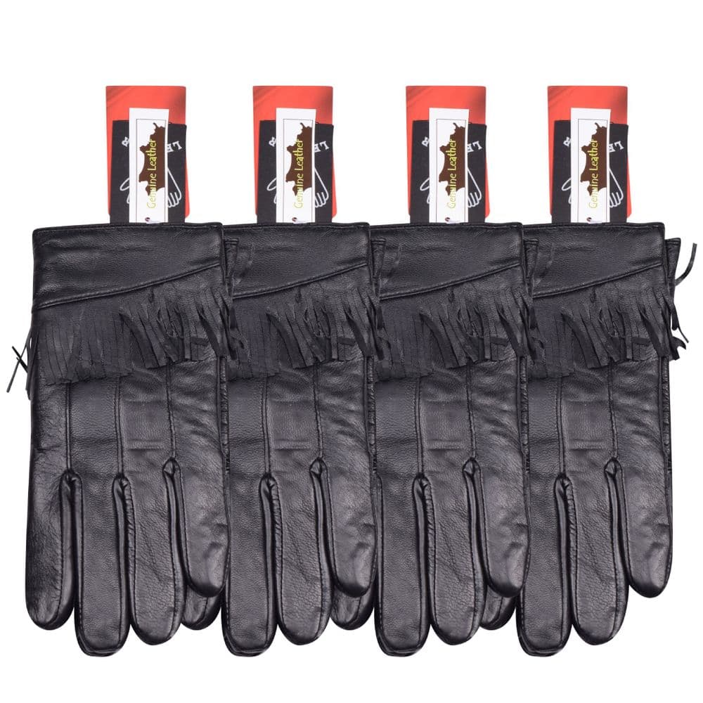 leather stringed woman gloves